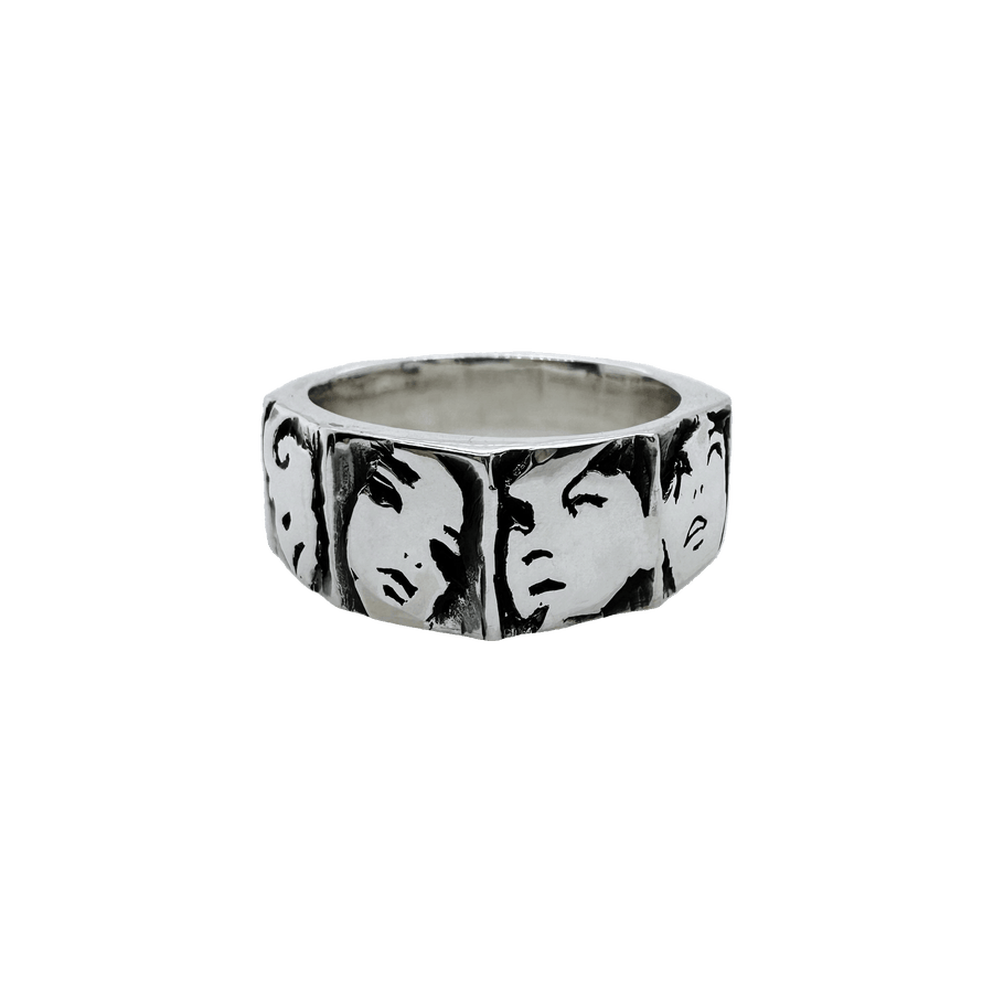 Four Face Ring in Sterling Silver – Chunky Jewellery – Rat Betty