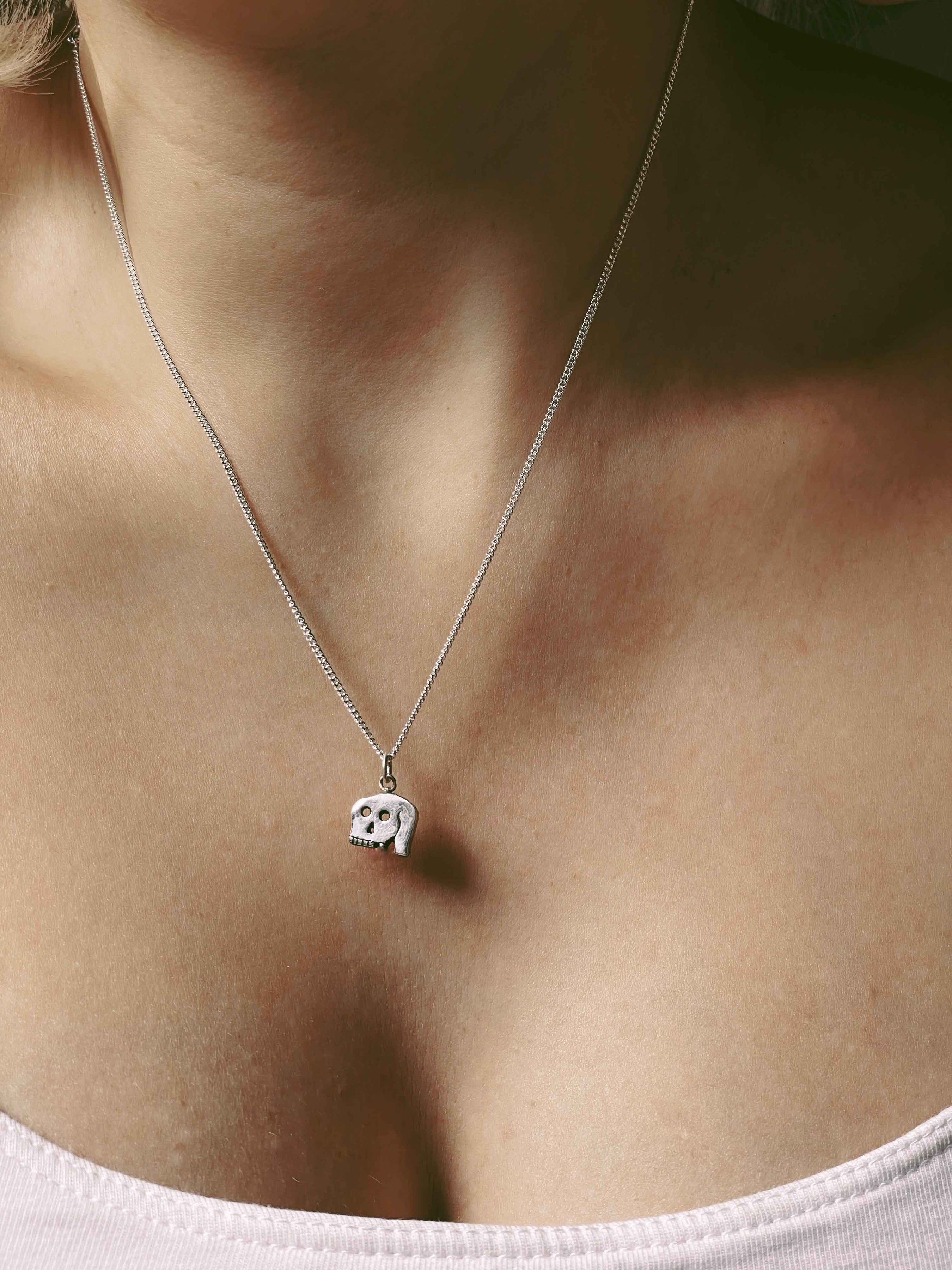 Ogling Skull Charm Necklace in Sterling Silver – Handmade Jewellery ...
