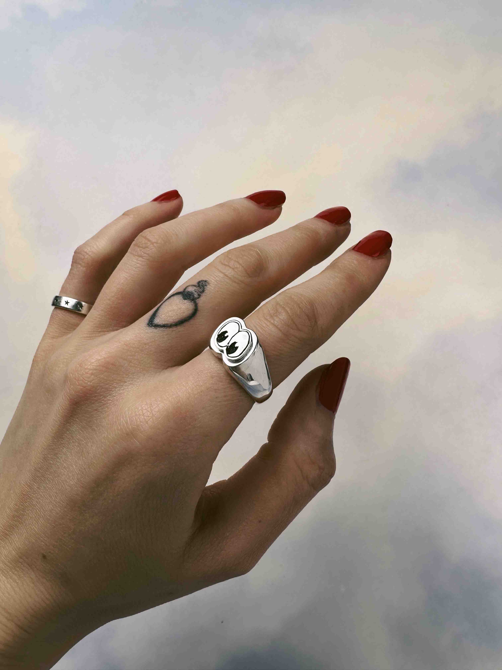 Googly Eyes Ring in Sterling Silver – Chunky Jewellery – Rat Betty