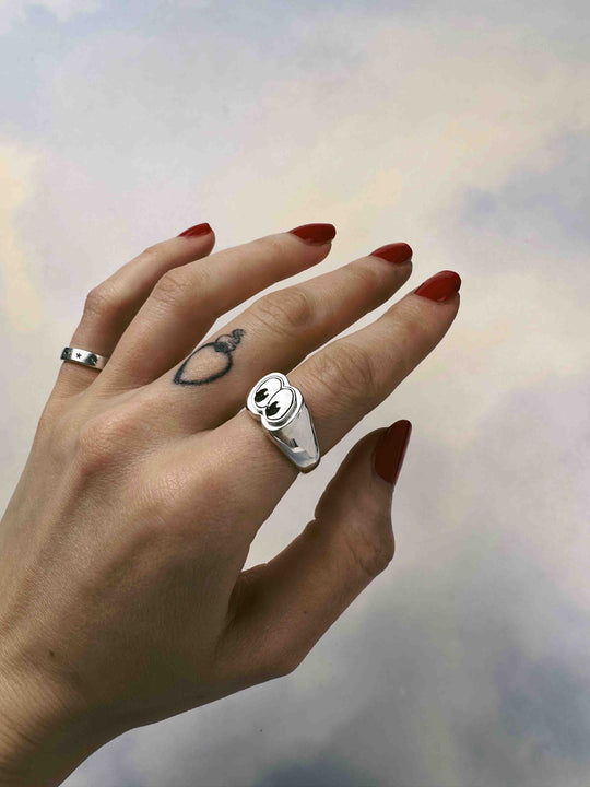 Googly Eyes Ring in Sterling Silver – Chunky Jewellery – Rat Betty