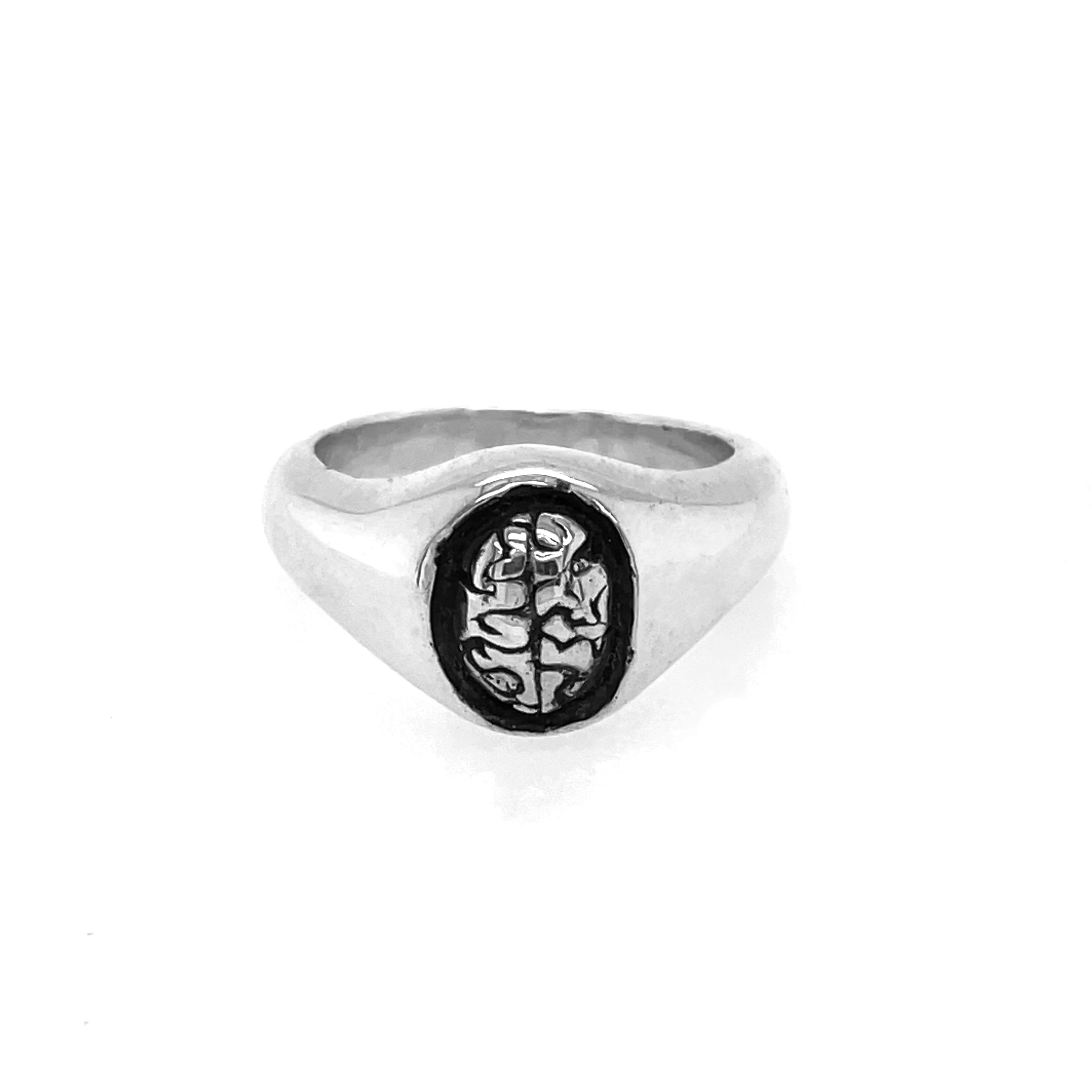 Exposed Brain Silver Signet Ring – Rat Betty